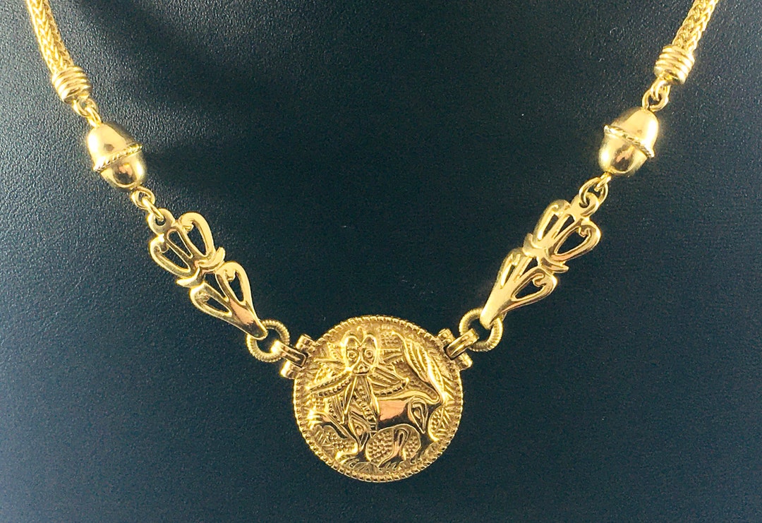 Kalevala Koru, Vintage Gold Necklace aurinkoleijona, 18k, Finland 1997 ...