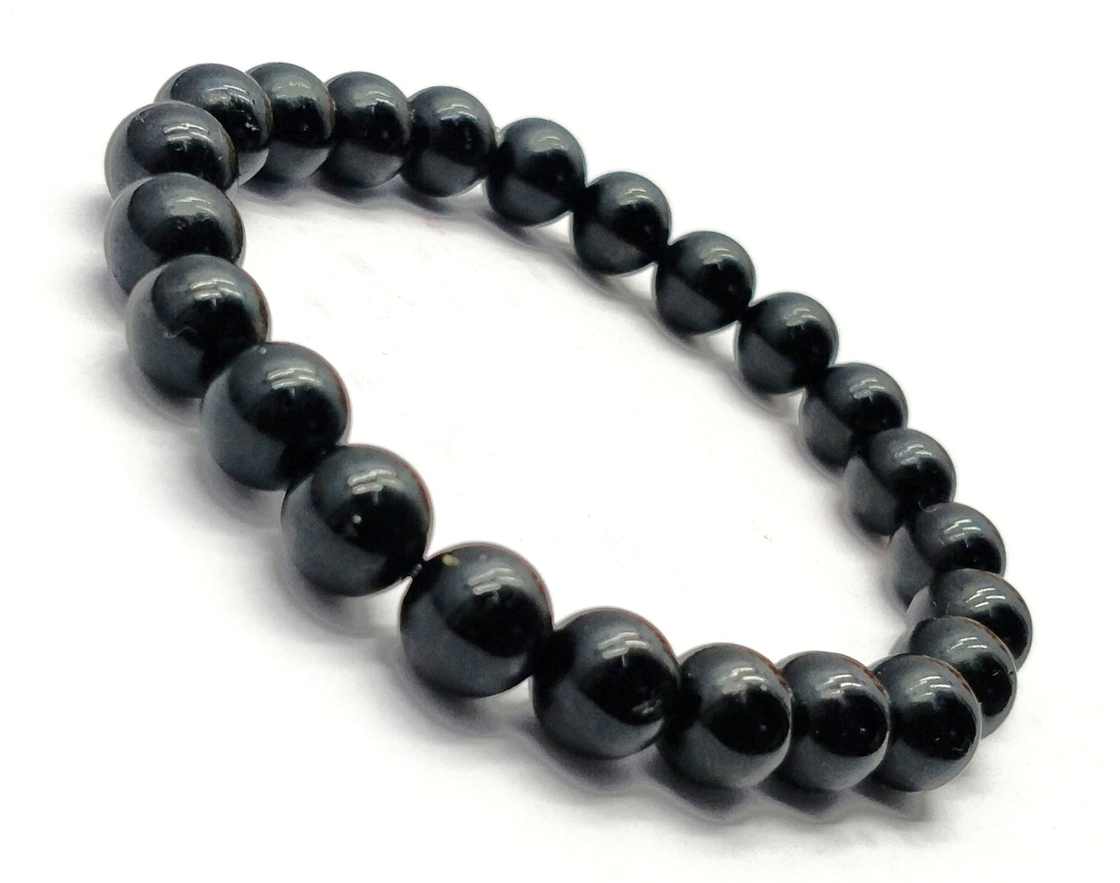 Black Spinel Handmade Bracelet Natural Smooth Round Beads | Etsy