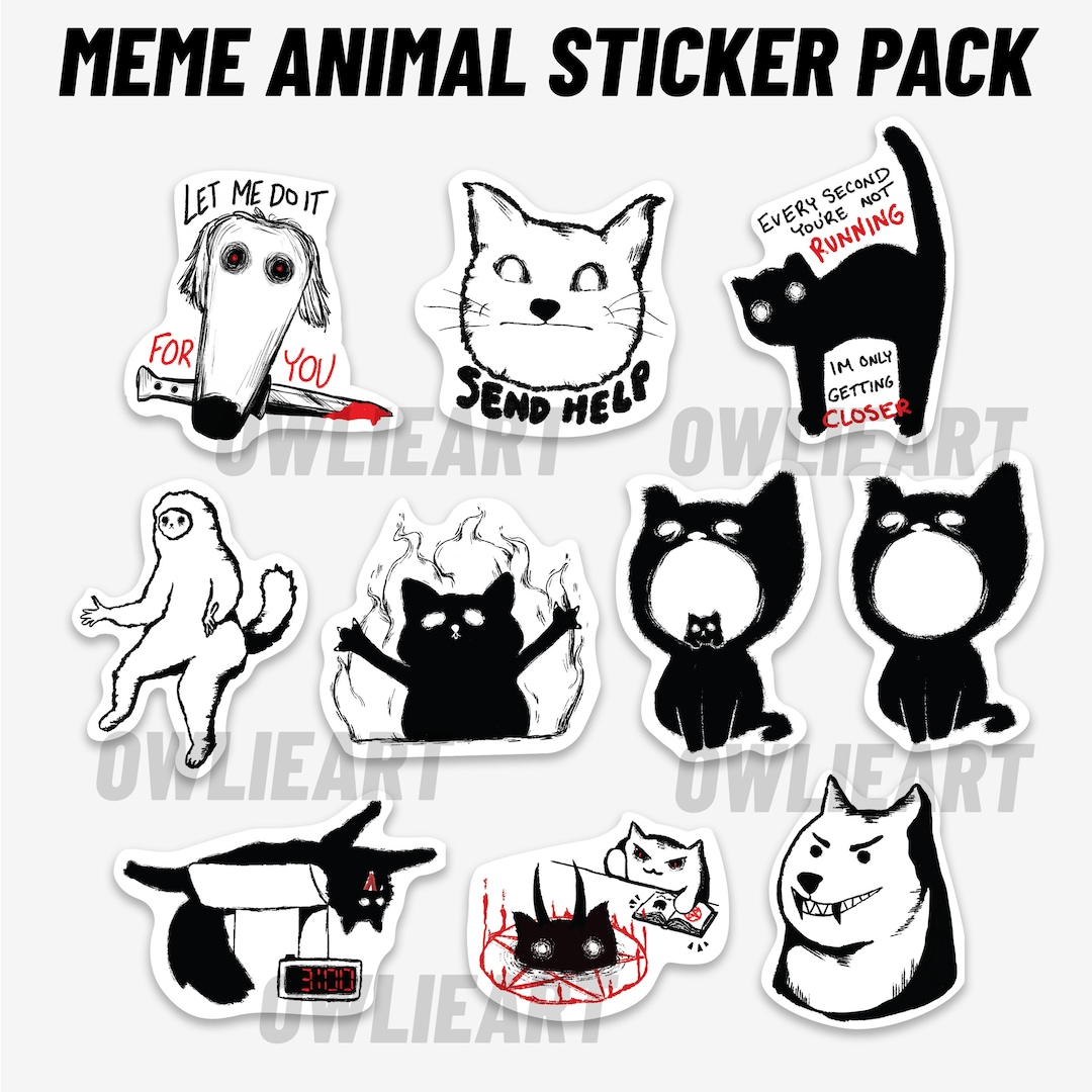 Meme Animal Sticker Pack: Waterproof Vinyl Stickers - Etsy