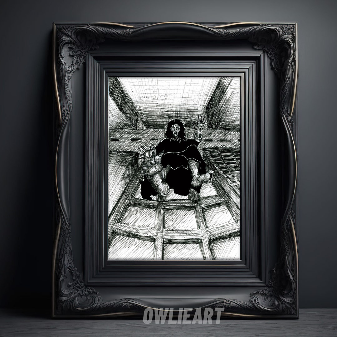 Fear of Heights Art Print: Acrophobia Inktober Gothic Home Decor - Etsy