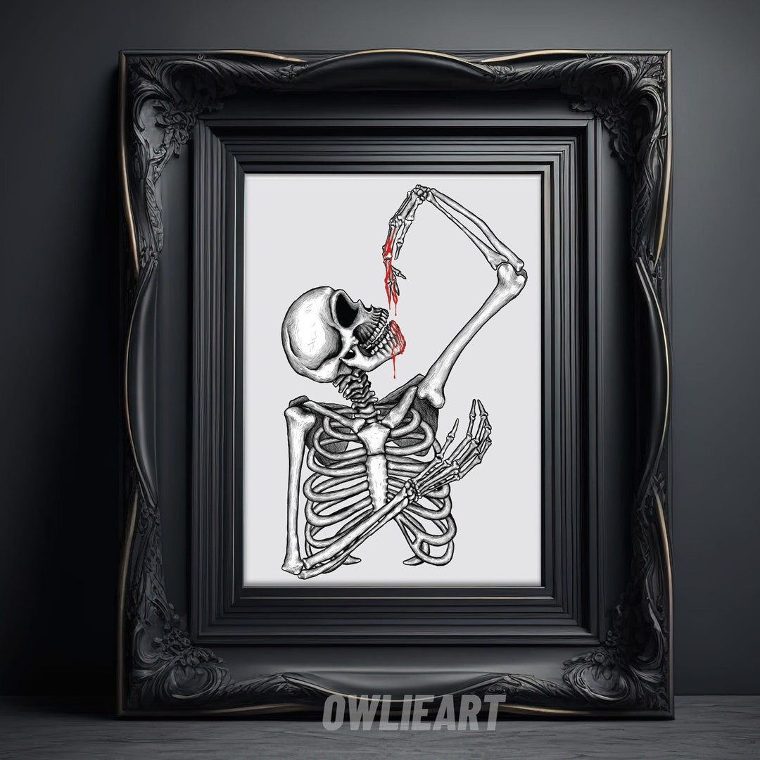 Skeleton Drip Art Print: Gothic Horror Home Decor - Etsy
