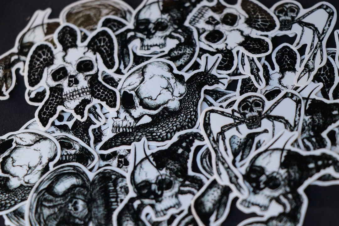 Skull Animal Waterproof Sticker Pack: Horror Laptop Stickers - Etsy