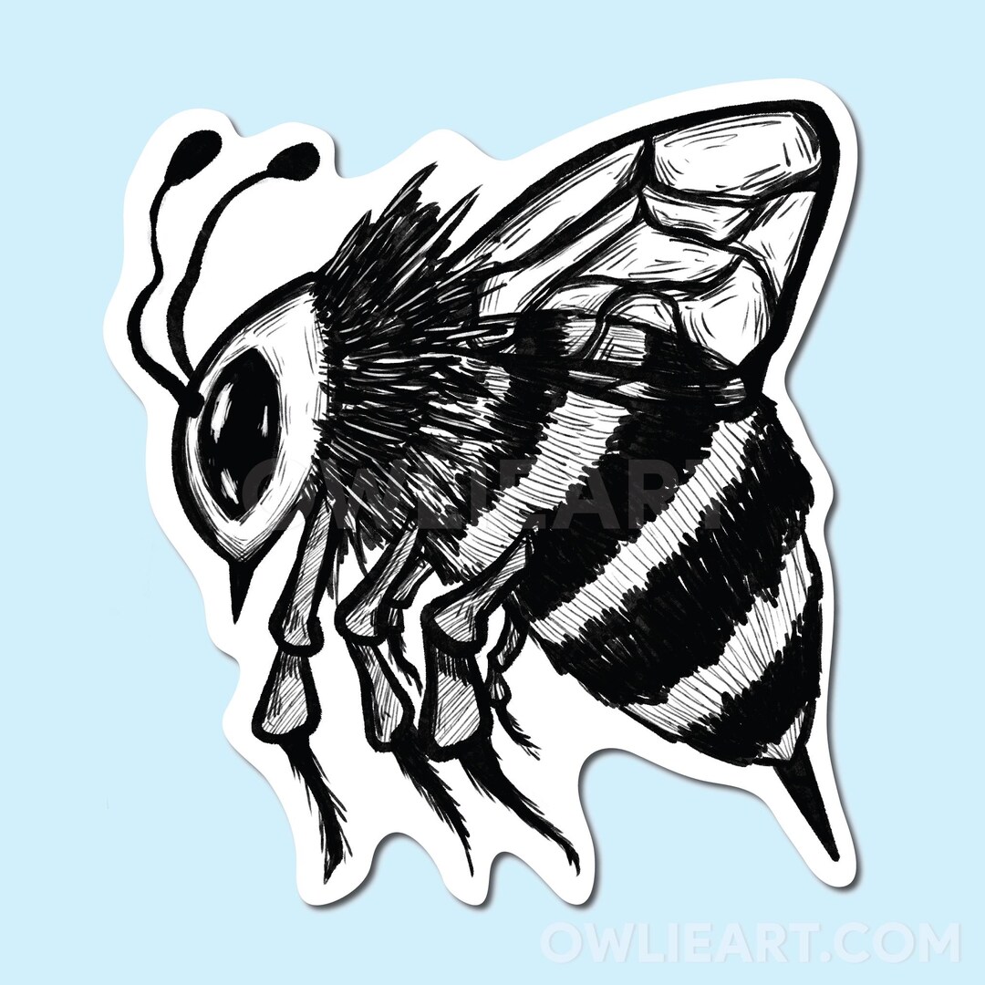 Creepy Ink Bee Sticker: Waterproof Holographic Art - Etsy
