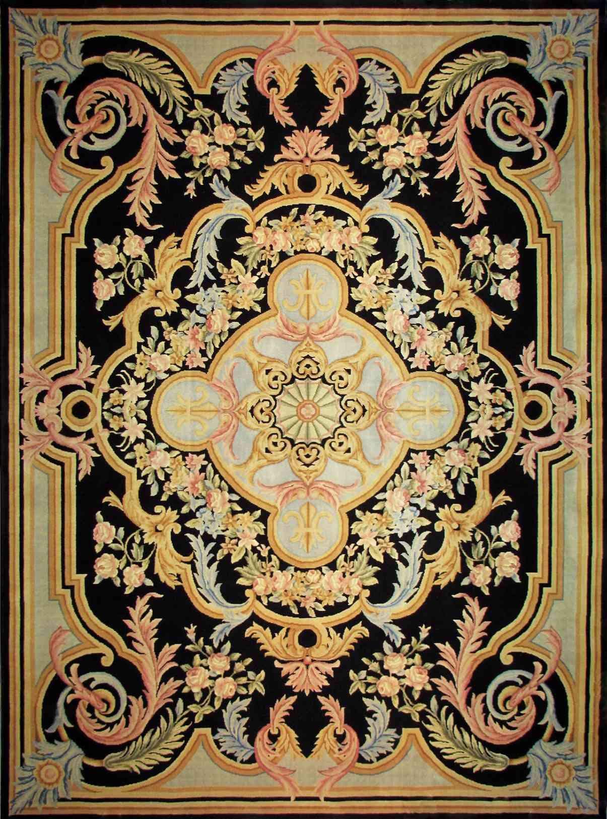 Large Area Rug 12' X 9' Feet French Style Carpet Aubusson Louis XV Hand ...