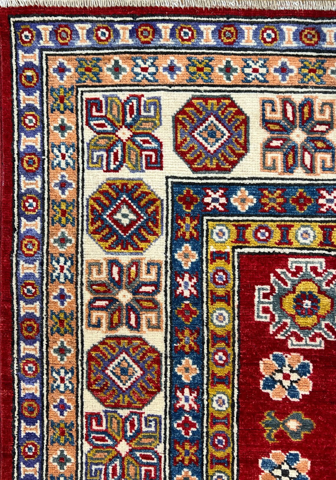 Kazakh Wool Rug | 6'3" X 5' | Home Decor | Hand-knotted Rug - Etsy