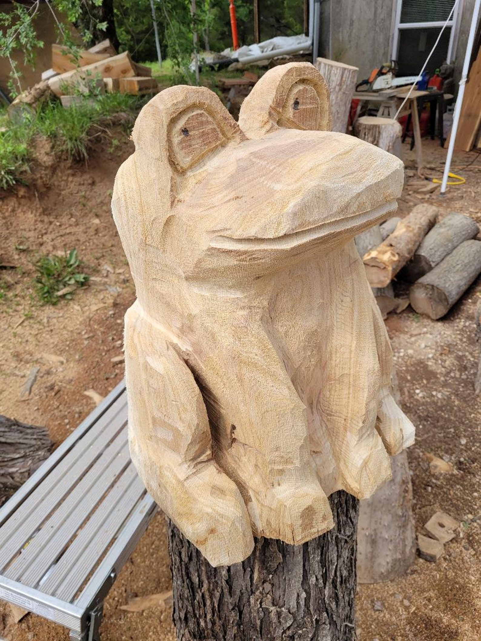 Chainsaw Carving Frog. 2 Foot Tall Wooden Carved Frog. - Etsy