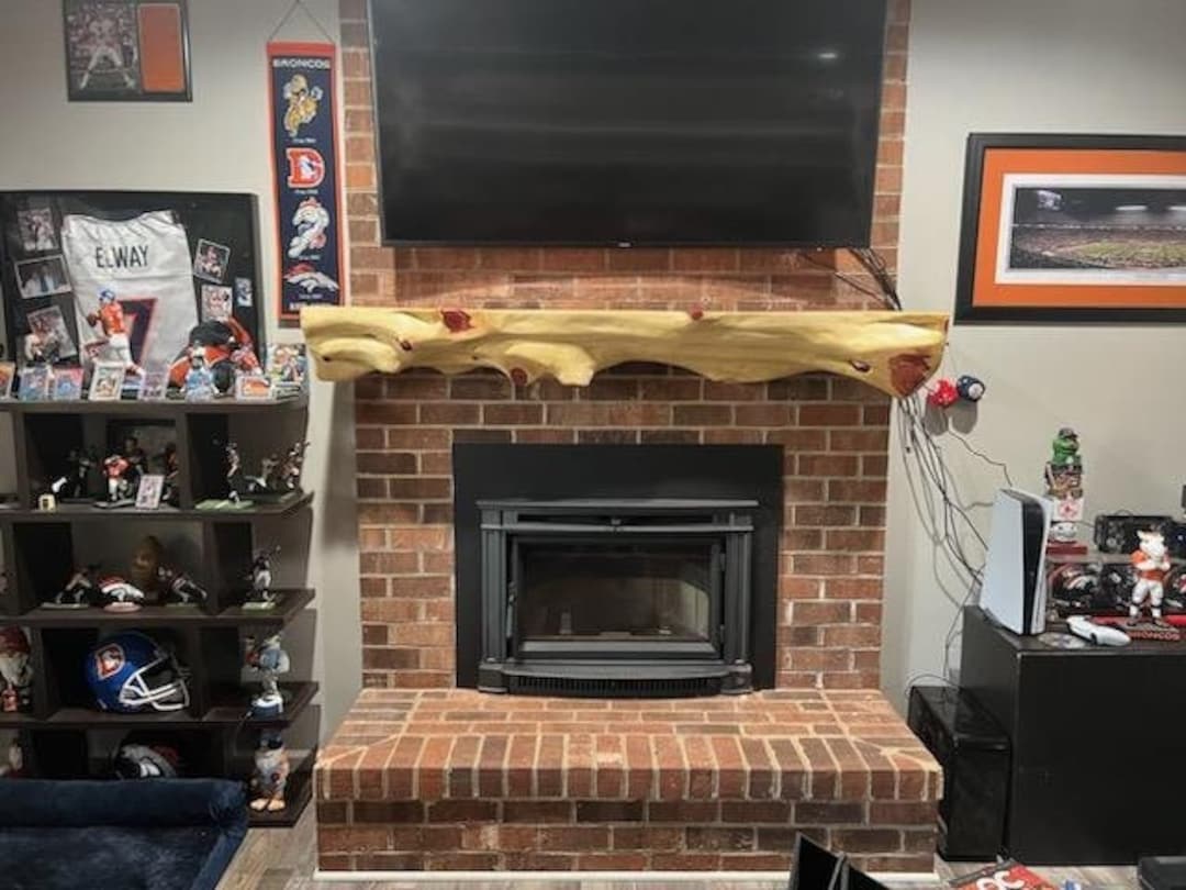 Live Edge Cedar Fireplace Mantels, Half-log Floating Cedar Mantel Shelf ...