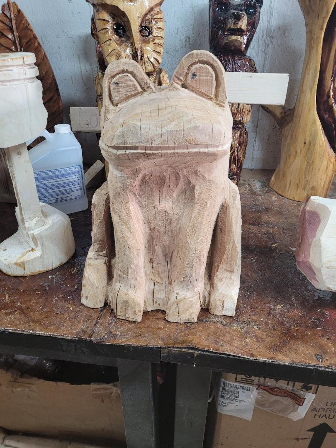 Chainsaw Carving Frog. 2 Foot Tall Wooden Carved Frog. - Etsy