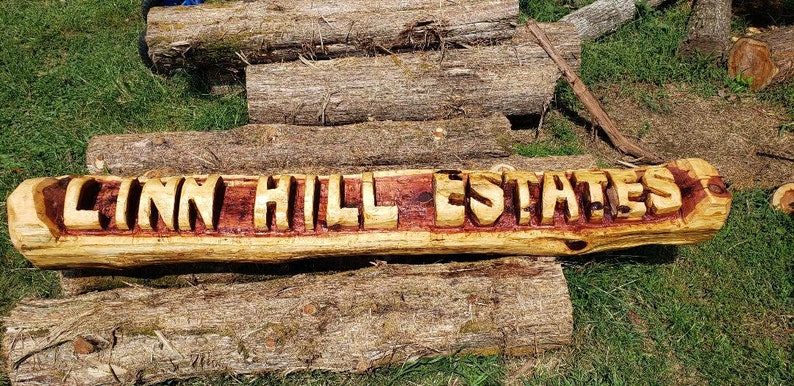 5 foot name log. cedar name log name sign | Etsy