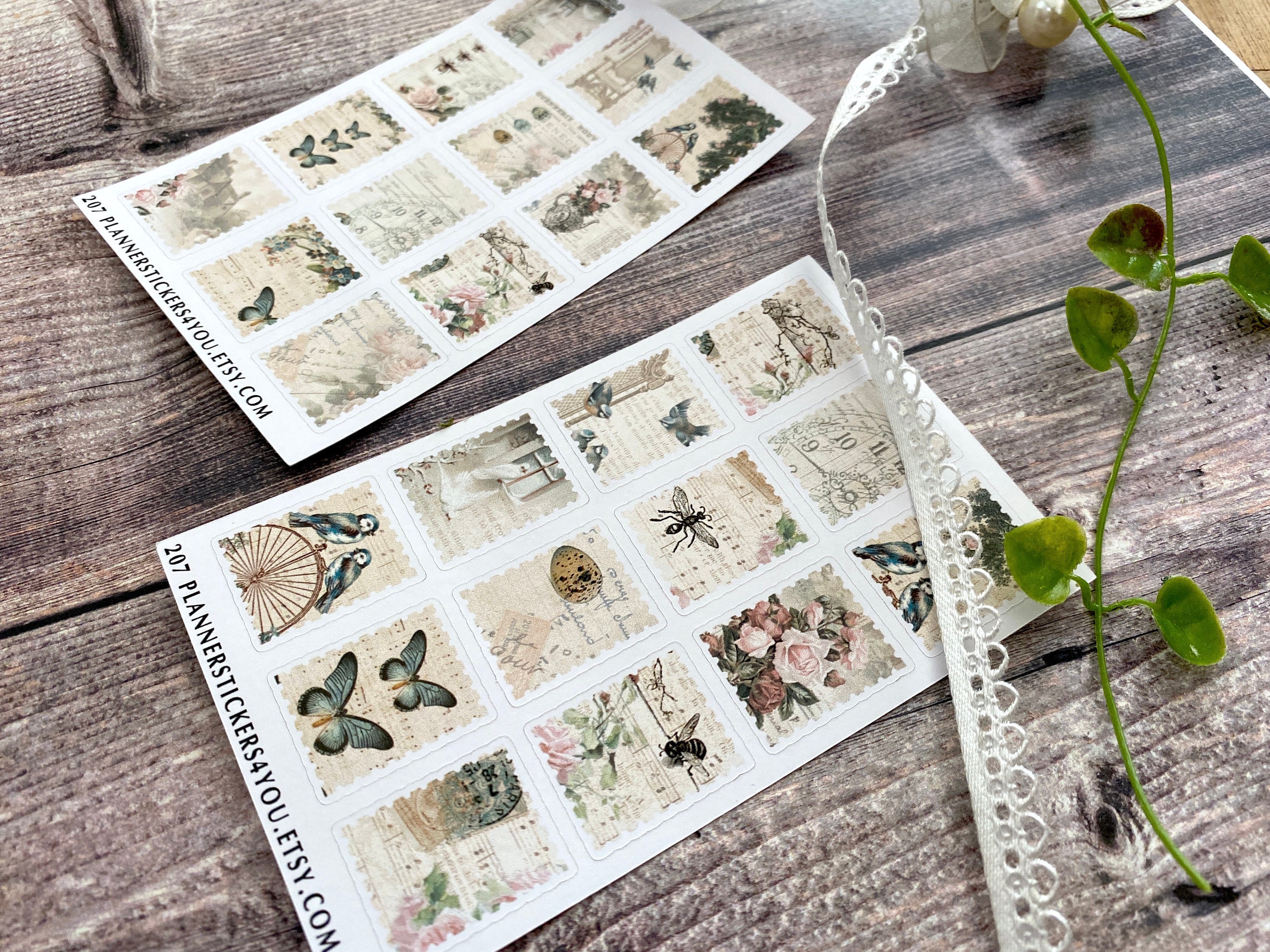 18 vintage seaside Stickers Kiss Cut Scrapbooking Collage Junk bujo ...