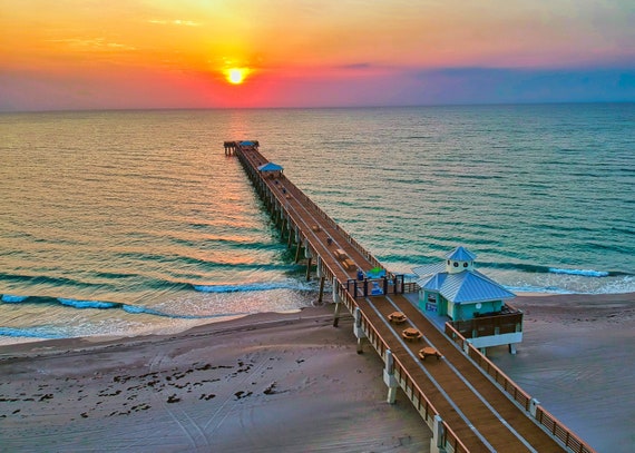 Juno Beach Pier at Sunrise Photo - Etsy