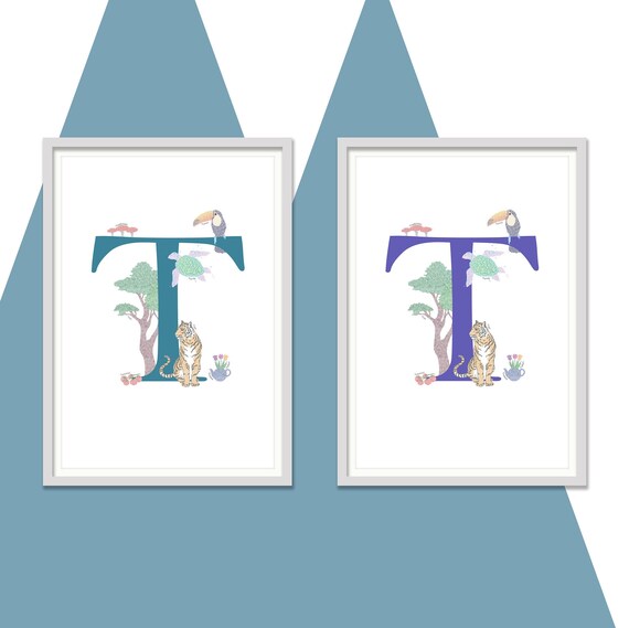 Initial Print T is for Print Personalised Gift Nursery - Etsy