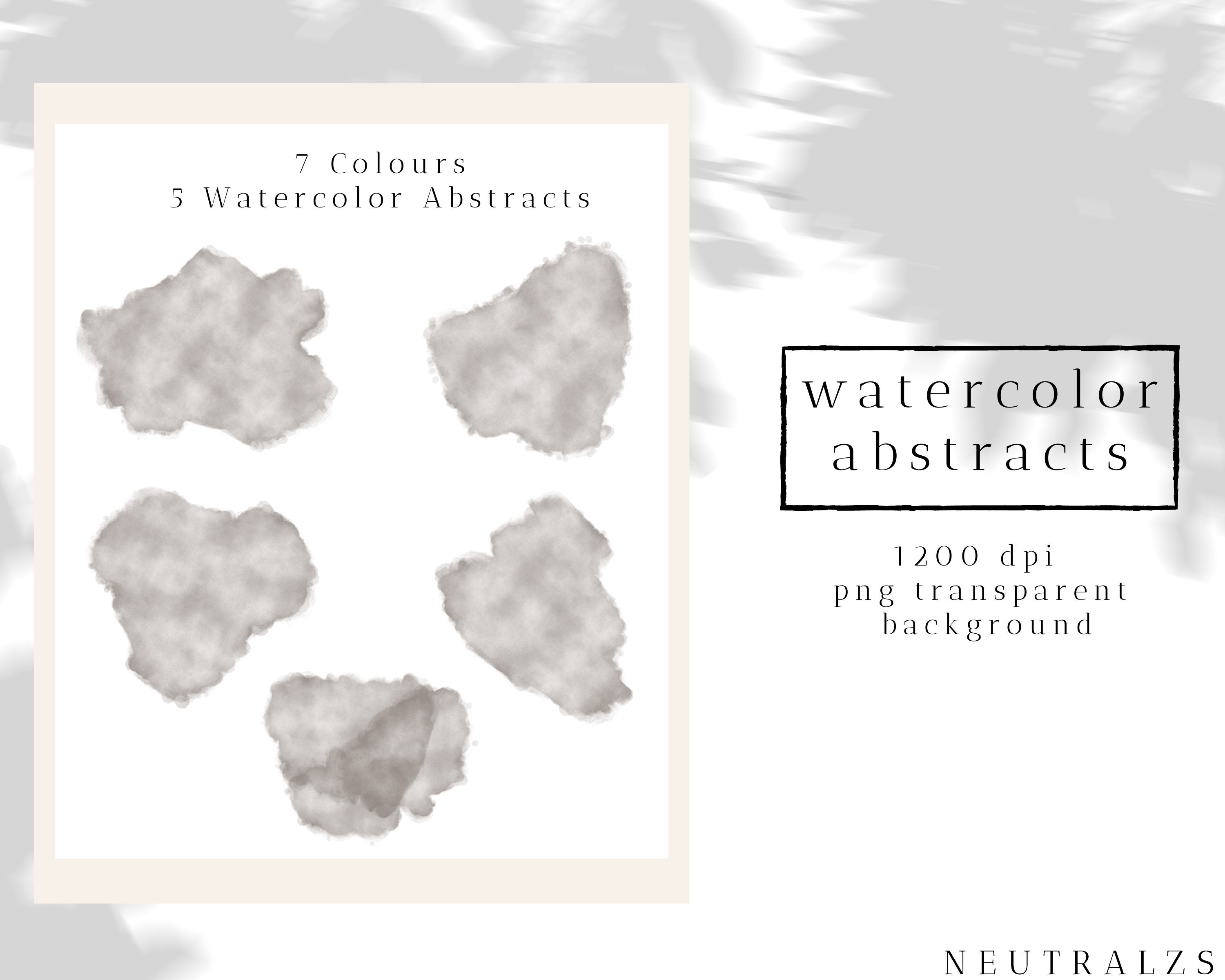 Neutral Watercolor Abstract Shapes Clipart, Neutral Watercolor Splashes ...