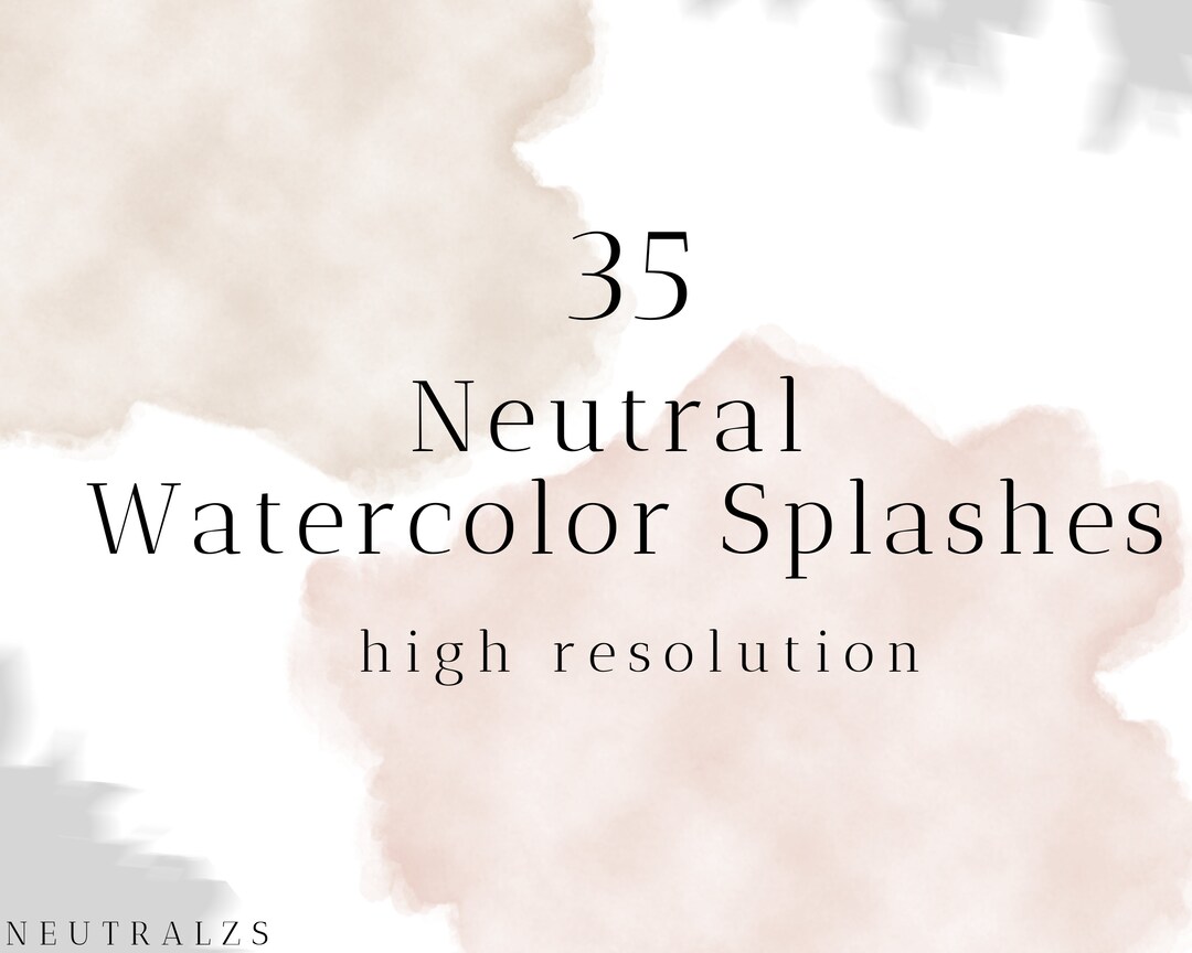 Neutral Watercolor Abstract Shapes Clipart, Neutral Watercolor Splashes ...