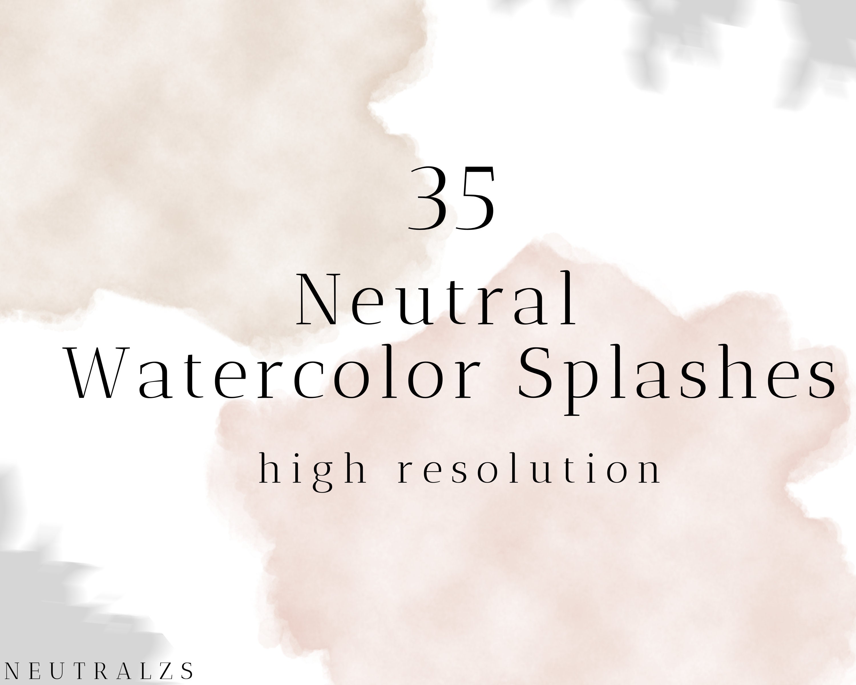 Neutral Watercolor Abstract Shapes Clipart, Neutral Watercolor Splashes ...