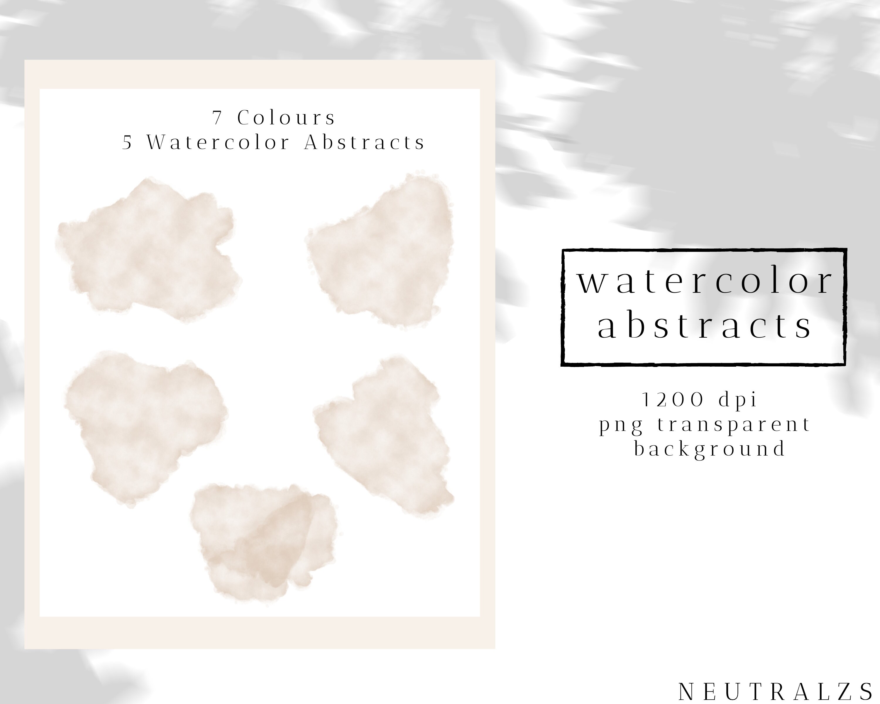 Neutral Watercolor Abstract Shapes Clipart, Neutral Watercolor Splashes ...