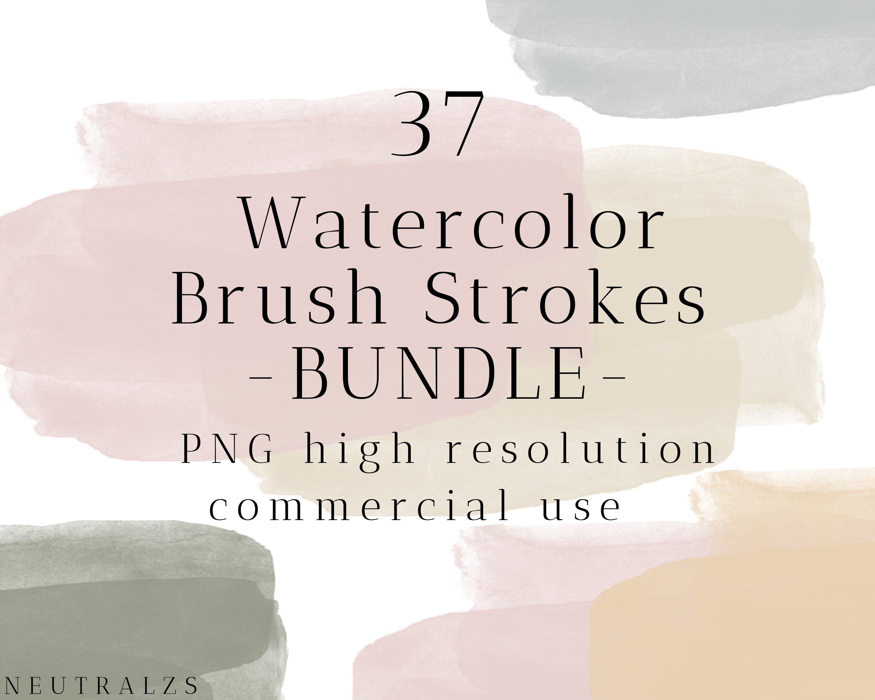 Watercolor Brush Stroke PNG Clipart Bundle Pastel Paint Brush PNG ...