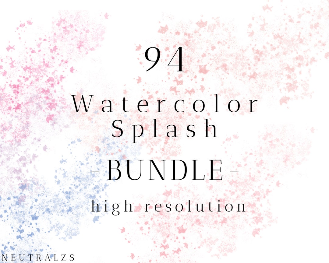 Watercolor Glitters PNG Overlays, Watercolor Splashes Bundle ...