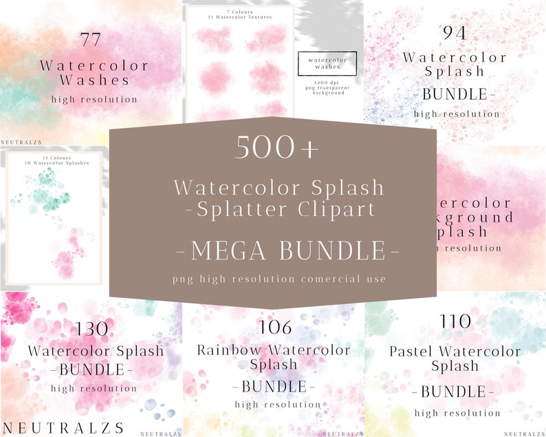 Watercolor Splash Png Bundle Color Splash Png Mega Bundle - Etsy