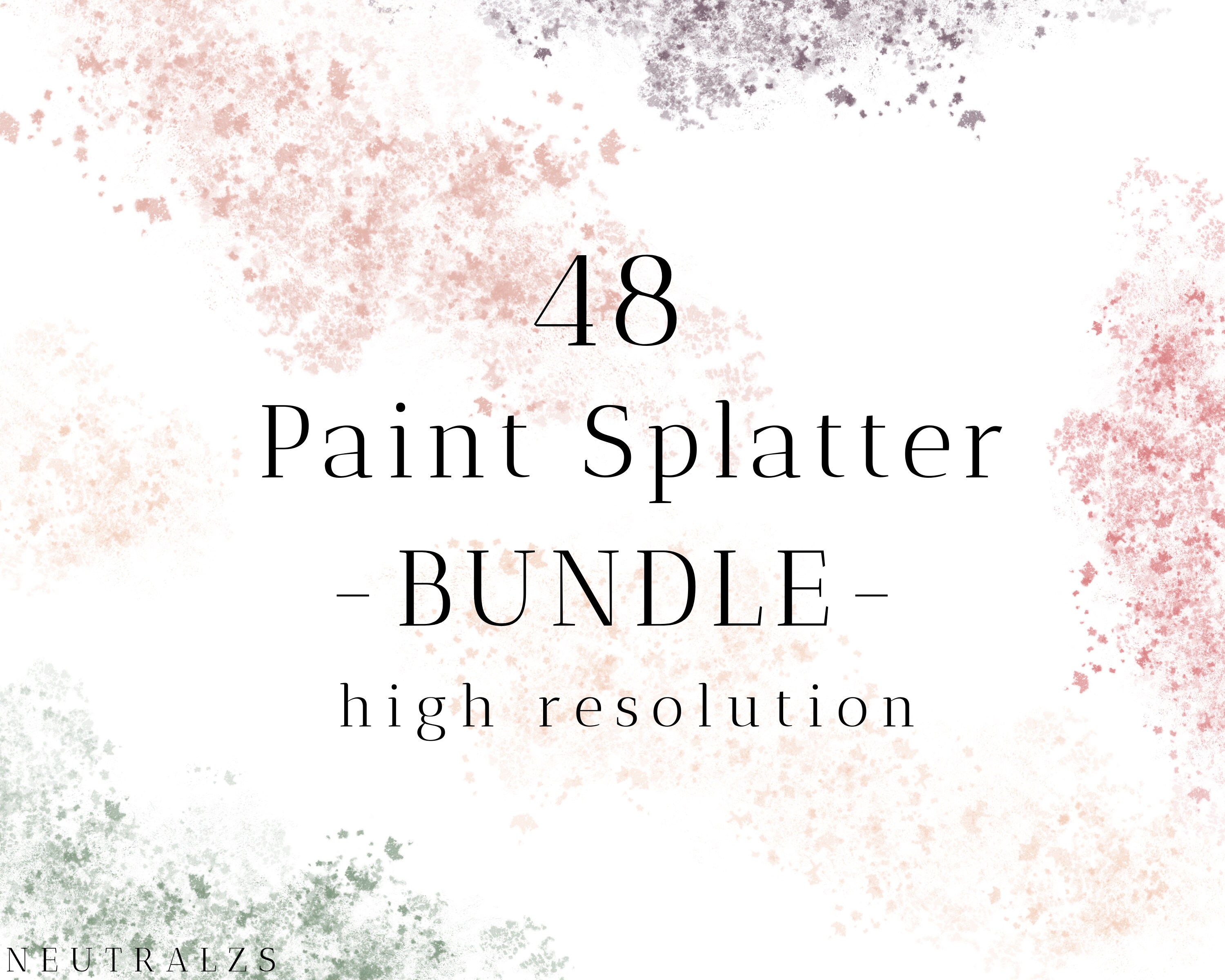 Watercolor Paint Splatter Clipart Bundle, Abstract PNG Overlays, Pastel ...