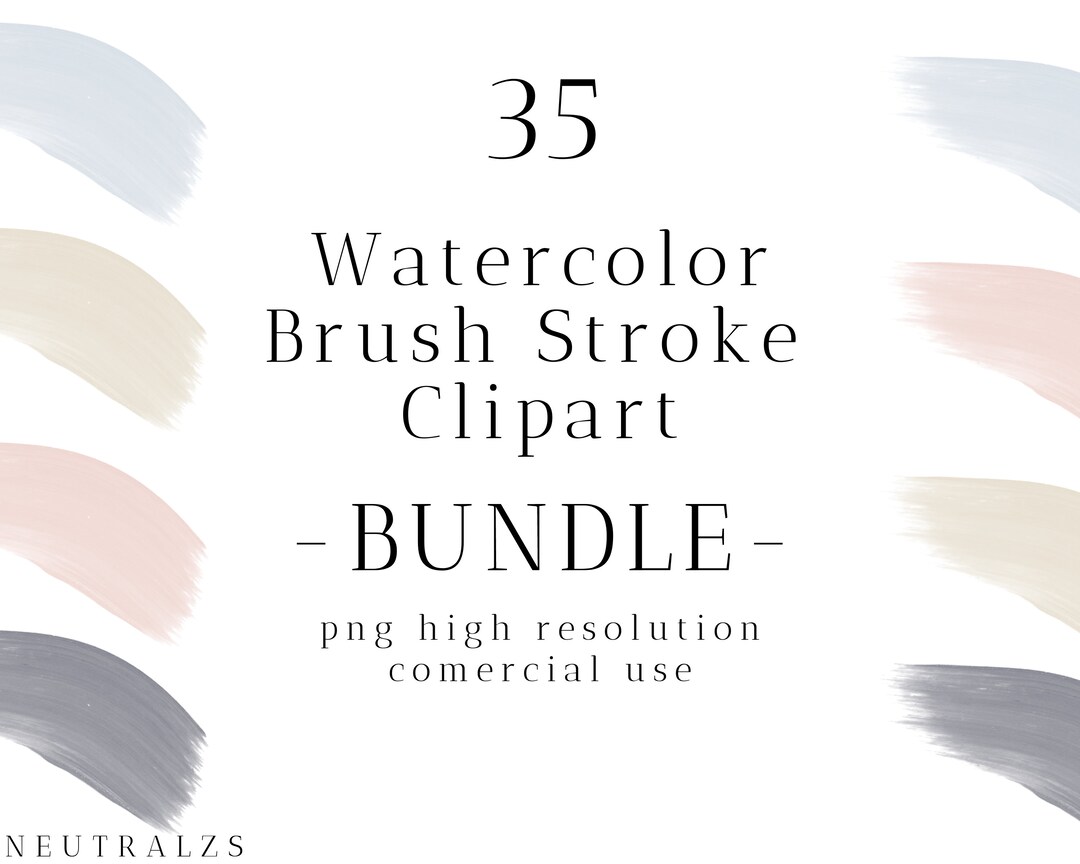 Watercolor Brush Stroke Clipart, Brush Stroke Bundle, Brush Stroke Png ...