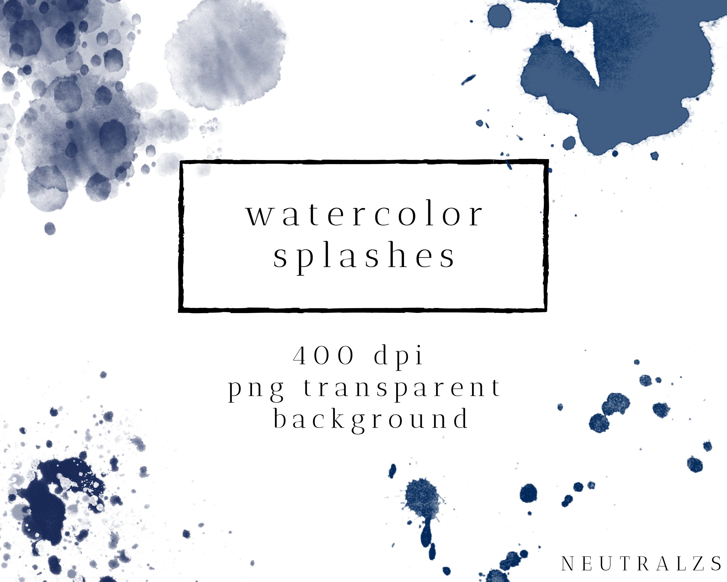 Indigo Watercolor Splashes Png, Blue Watercolor Splash Clipart, Navy ...