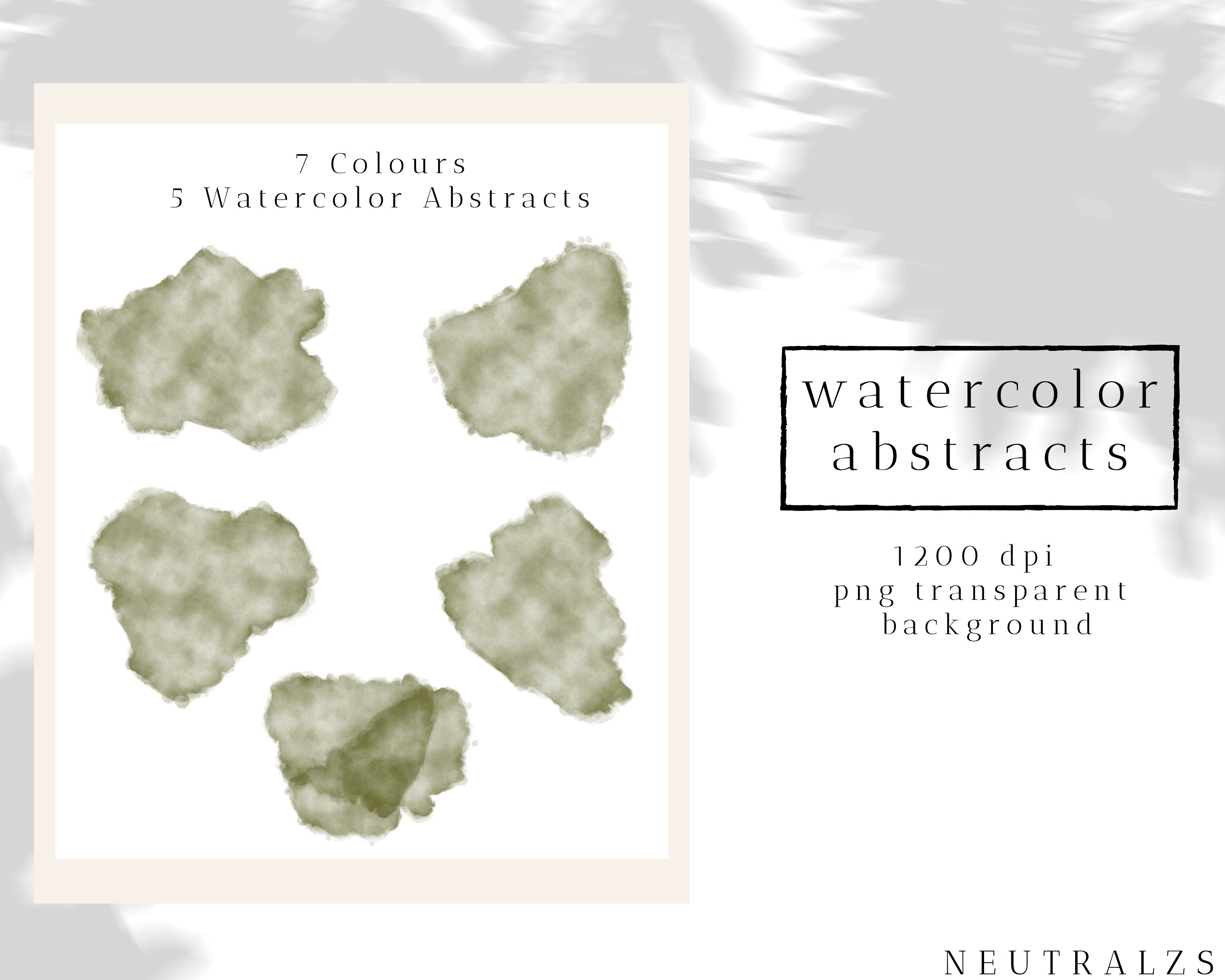 Neutral Watercolor Abstract Shapes Clipart, Neutral Watercolor Splashes ...