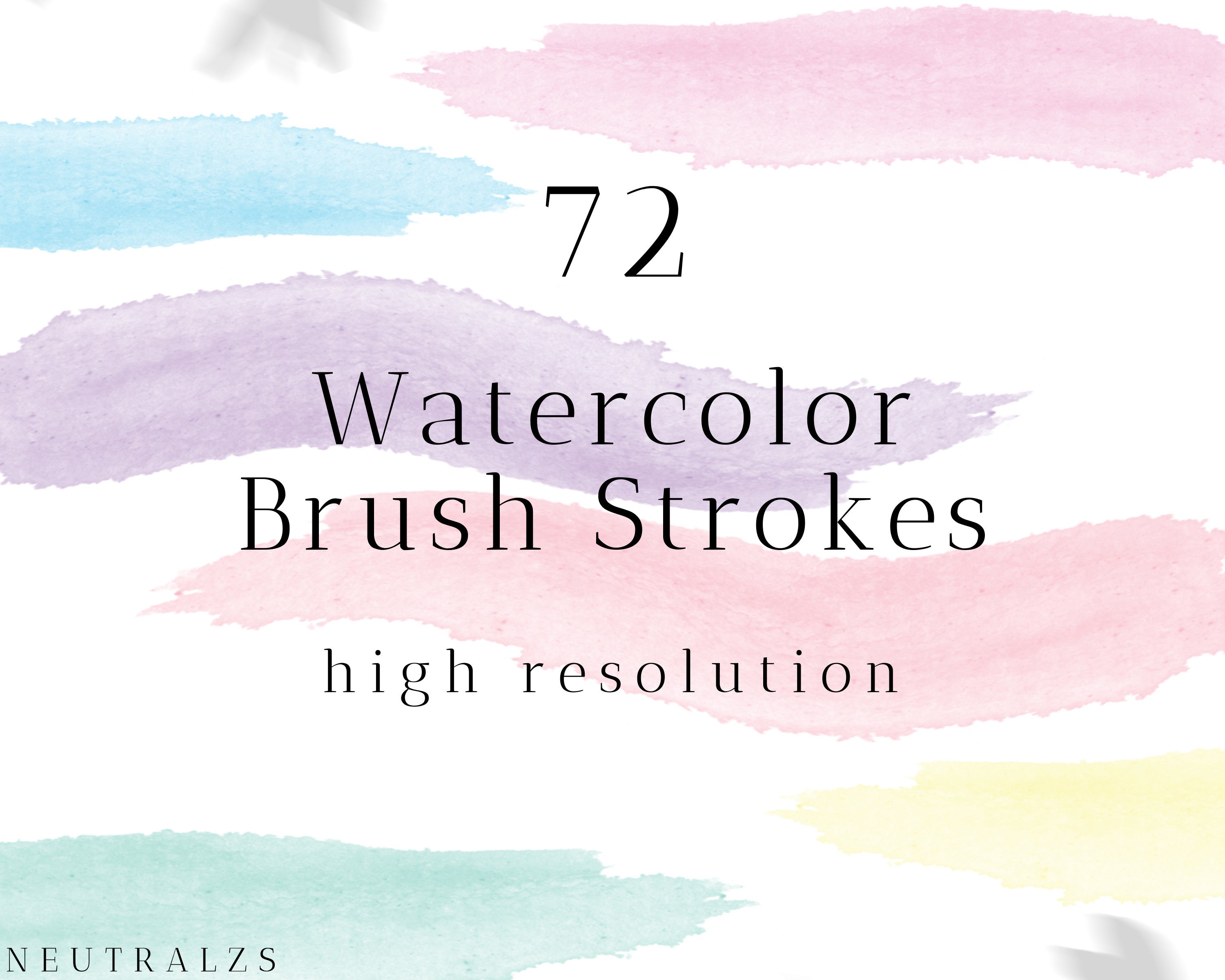 Pastel Watercolor Brush Strokes Clipart Colorful Watercolor - Etsy