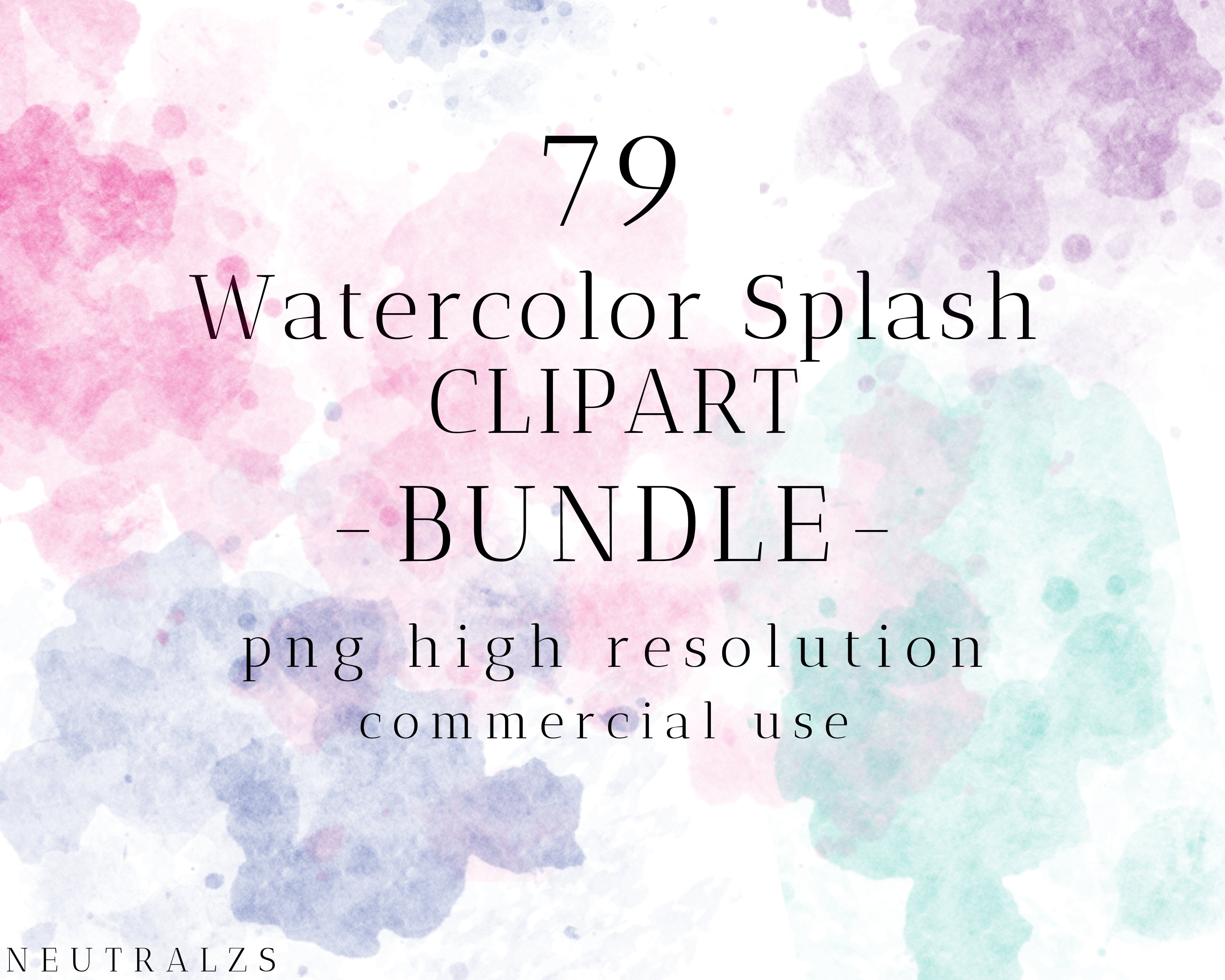 Pastel Splashes Bundle, Watercolor Splashes Bundle, Watercolor Splashes ...