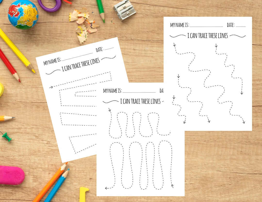 Preschool Line Tracing Worksheets Lines Trace Pages - Etsy