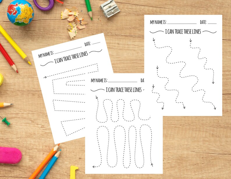 Preschool Line Tracing Worksheets Lines Trace Pages - Etsy