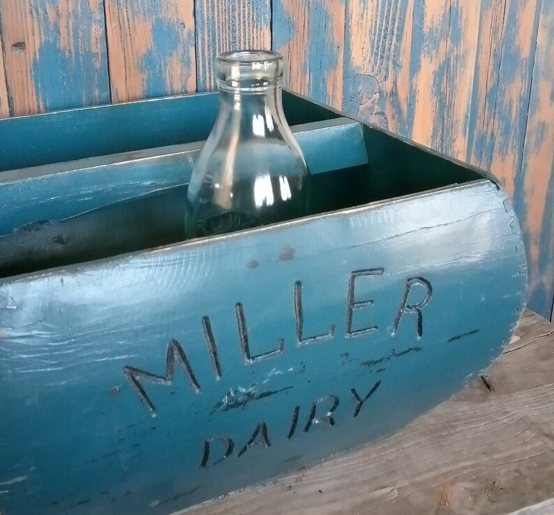 RARE Antique Milk Box 1930s Miller Dairy Bentwood Carrying Crate Old ...