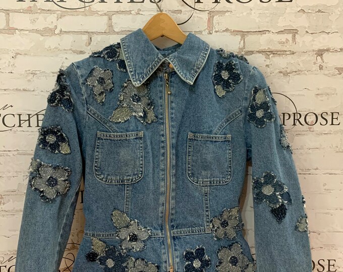 Hand Appliquéd Women's Denim Jacket - Etsy