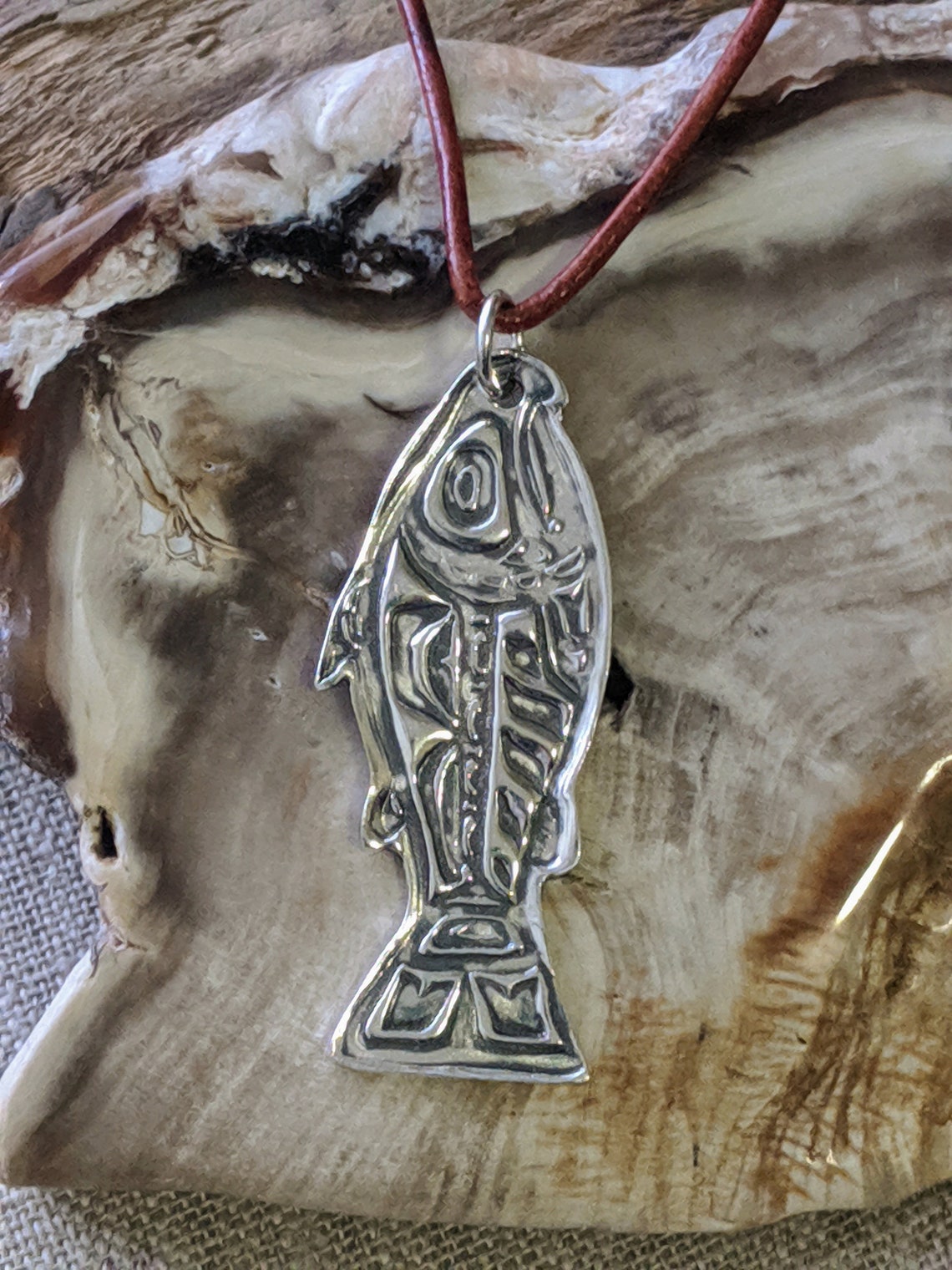 Tribal Salmon Fine Silver Pendant Inuit Necklace Salmon - Etsy