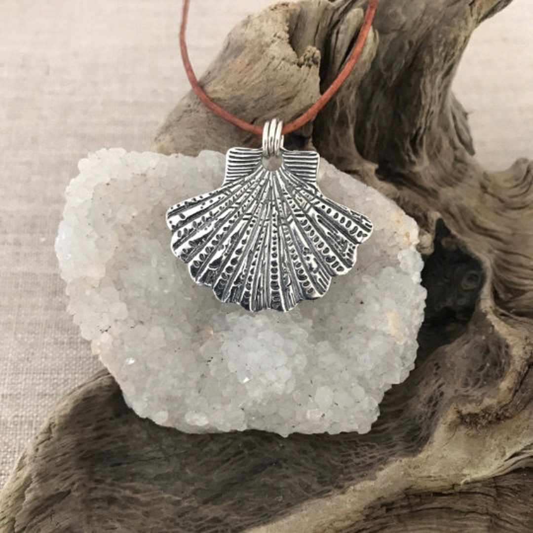 Sea Scallop Fine Silver Pendant, Nautical Fine Silver Shell Necklace ...