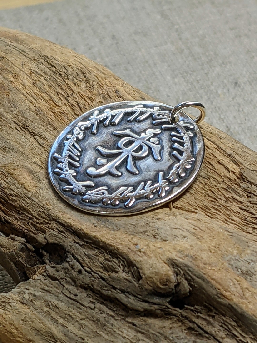 The One Ring and Tolkien Initial Fine Silver Pendant, Lord of the Rings ...