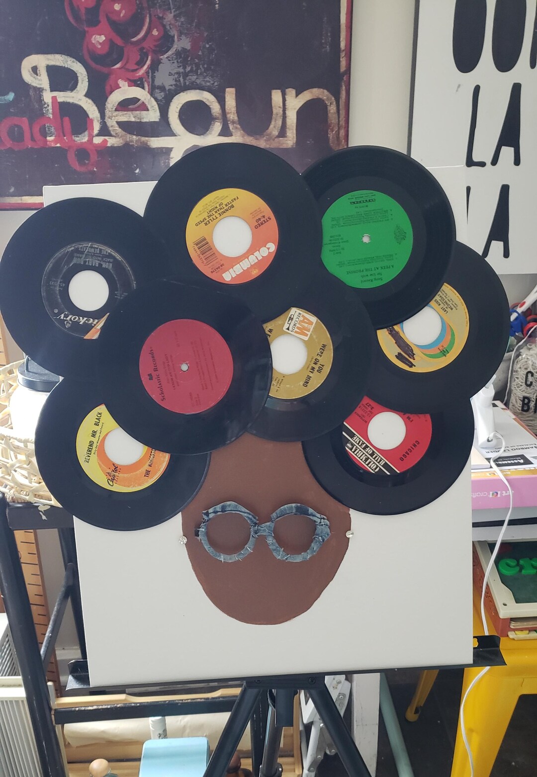 Afro Record Art - Etsy