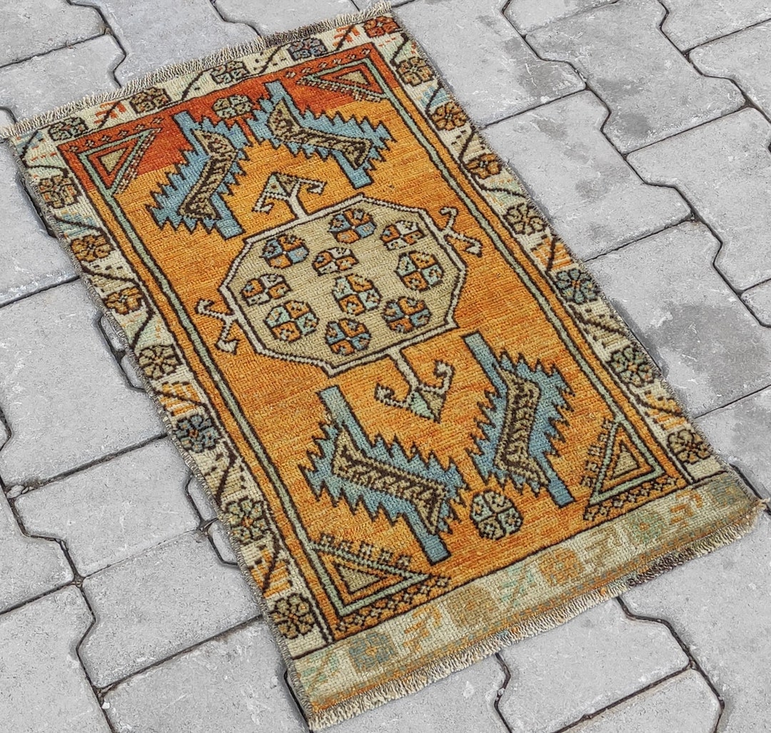 Kleiner Oushak Teppich, Vintage Teppich, Anatolischer Mini Türkischer ...