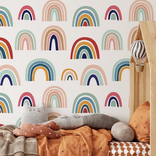 Colorful Rainbow Peel and Stick Wallpaper / Removable - Etsy