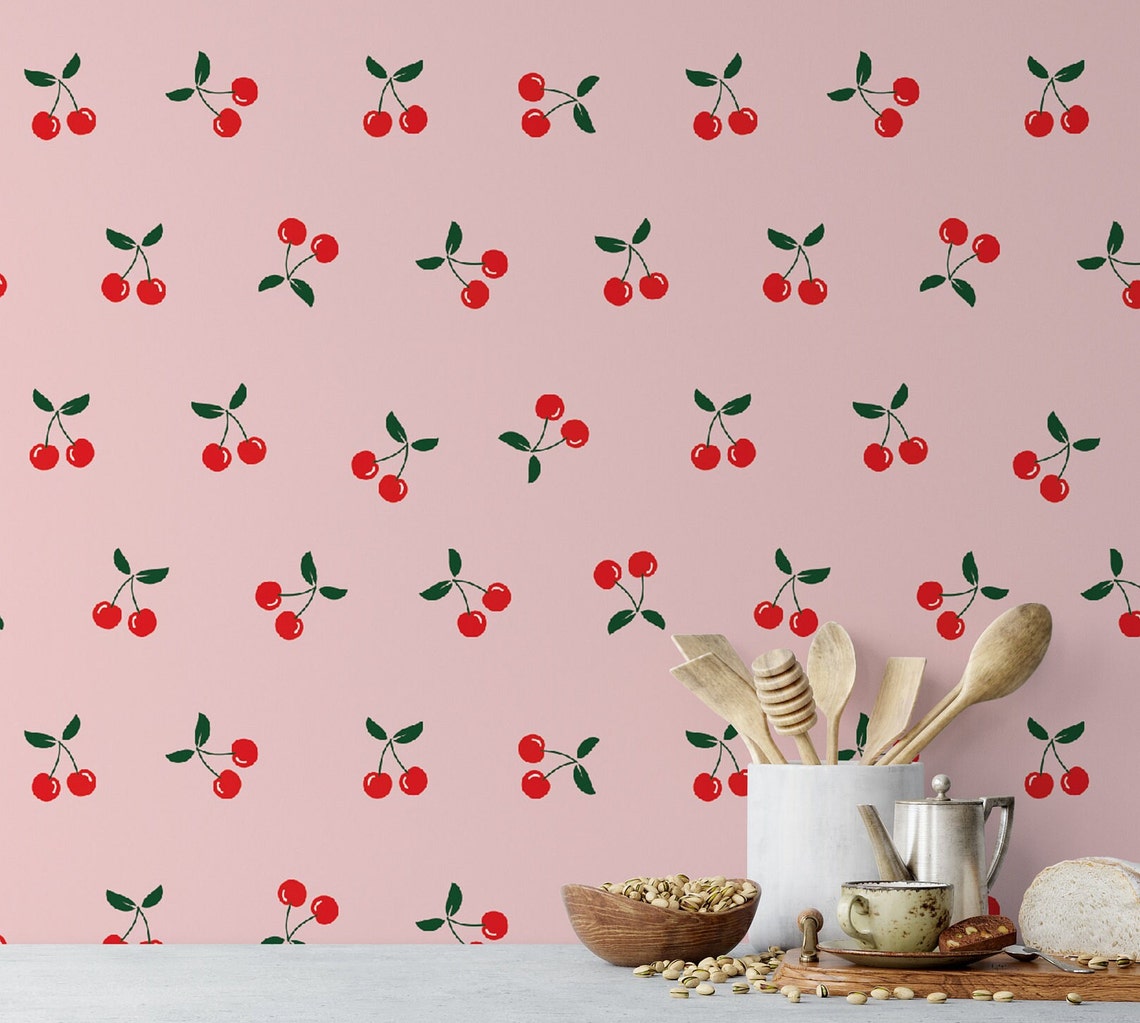 Cherry Peel and Stick Wallpaper / Removable Wallpaper | Etsy