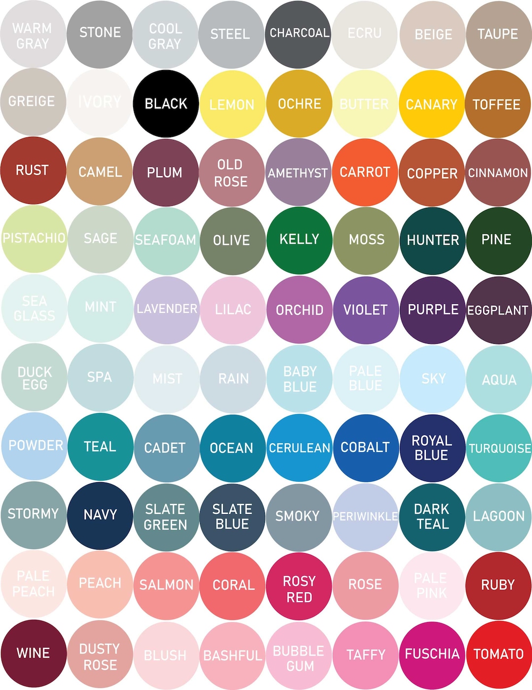 Wallpaper Color Chart Custom Color Chart Sample - Etsy