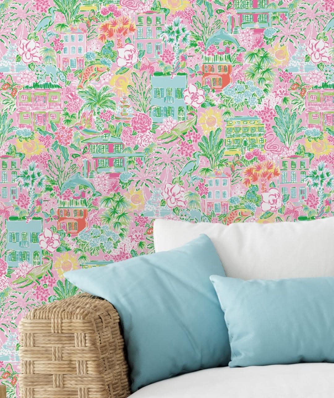 Coastal Preppy Peel and Stick Wallpaper | Charleston Wallpaper | Beach ...