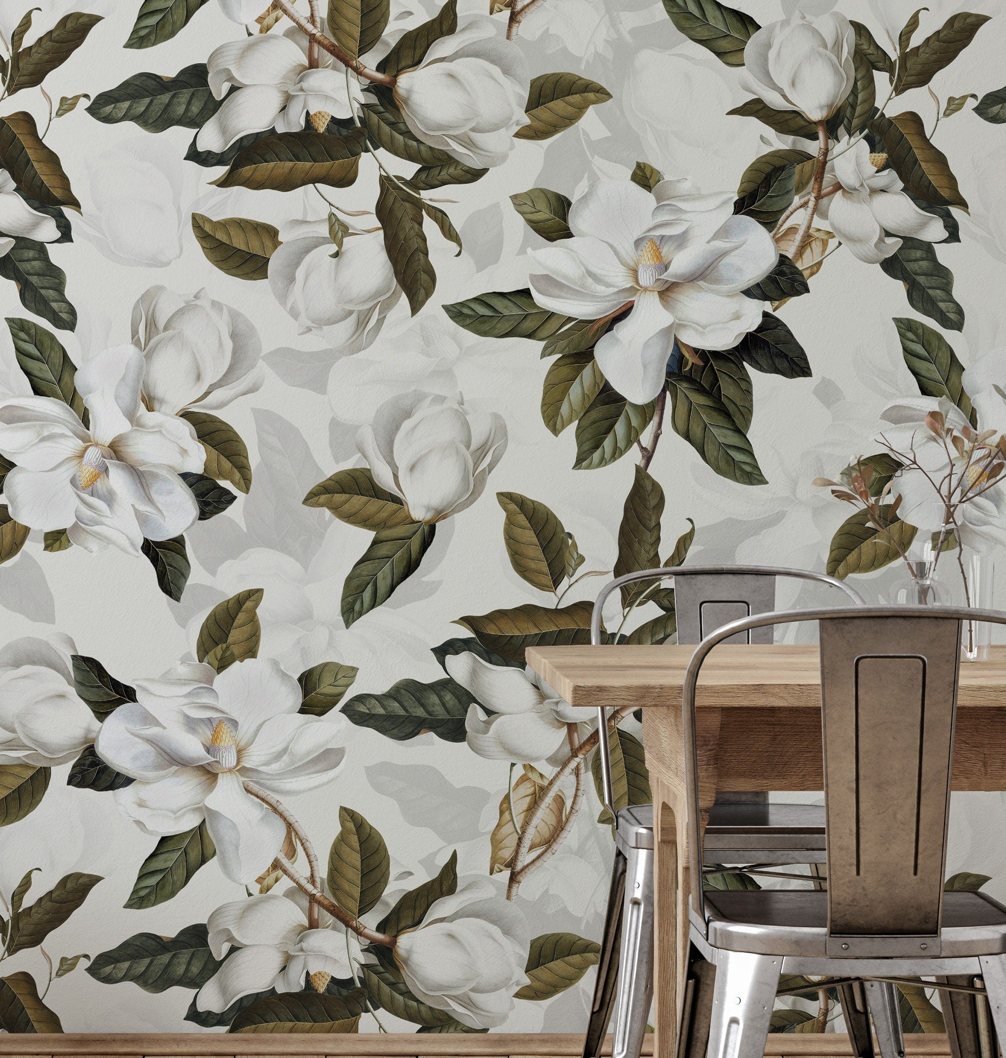 Southern Magnolia Flower Floral Wall Mural Peel and Stick - Etsy