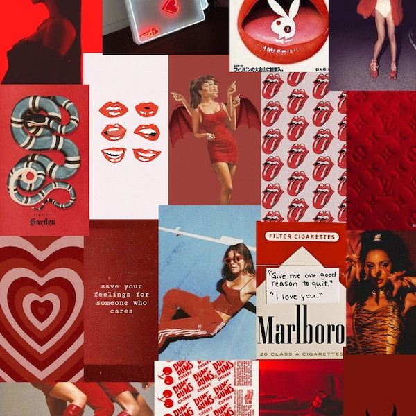 Red Wall Collage Kit - Etsy