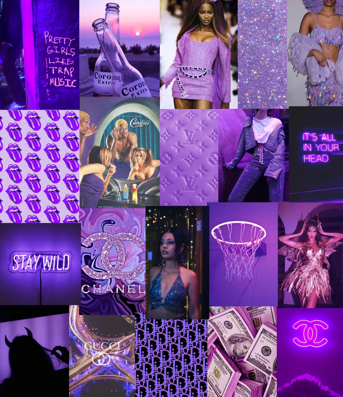 Purple Designer Art Collage Pack Photo Kit - Etsy