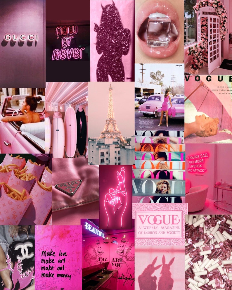 Pink Designer Art Collage Pack Photo Kit - Etsy