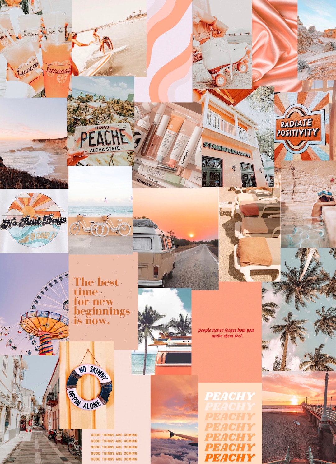 Peach Beach Photo Art Collage Pack - Etsy
