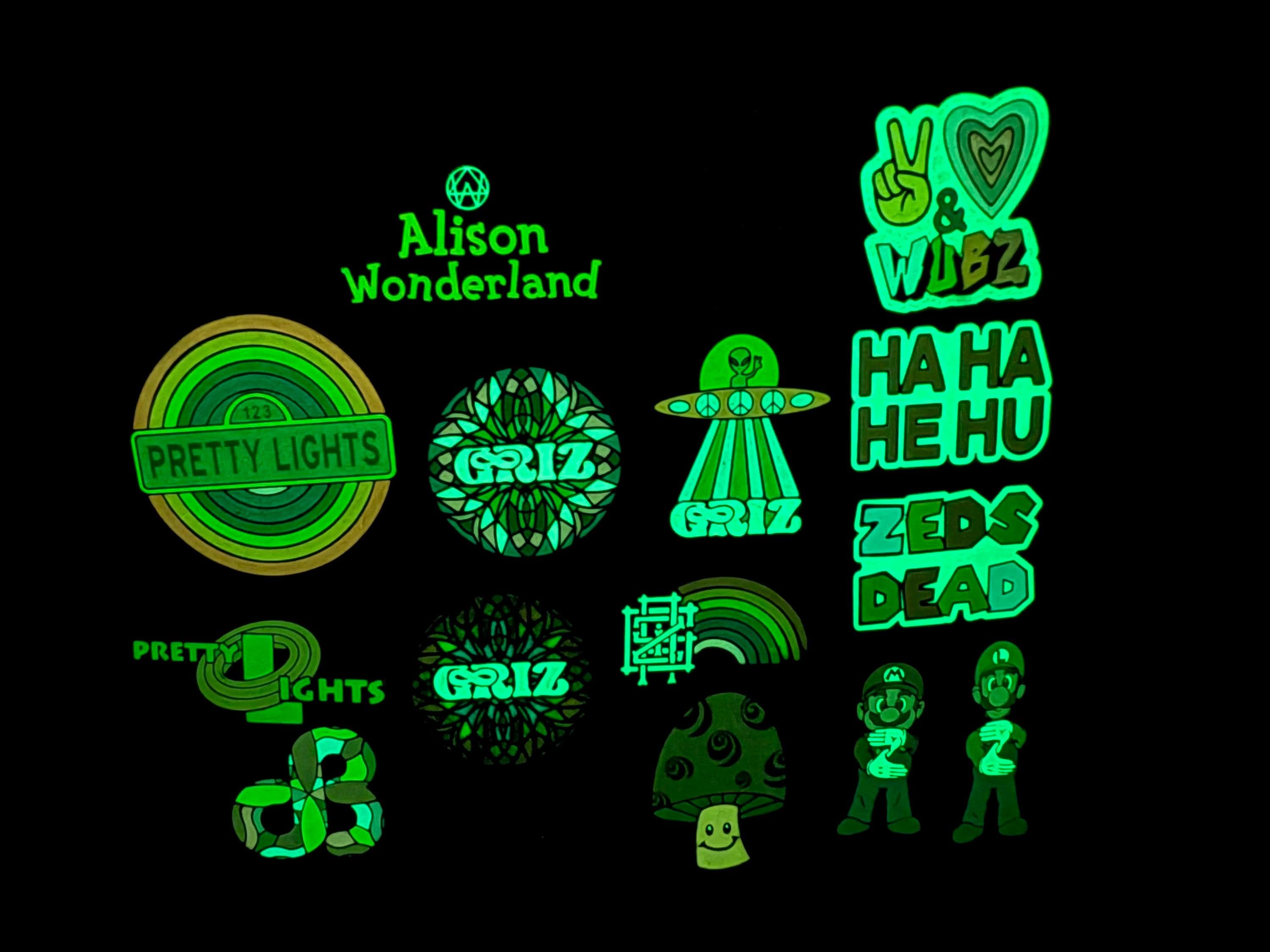 EDM Glow in the Dark Hard Enamel Pins by @musicfestivalstickers - Etsy