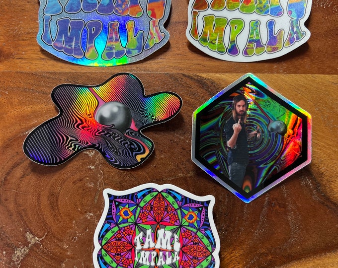 Tame Impala Holographic Vinyl Sticker Pack 2-2.5 Inch Stickers Currents ...