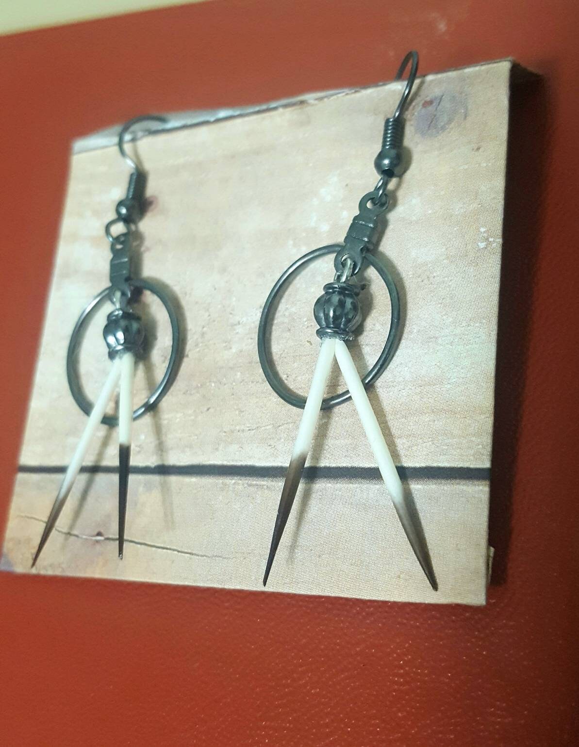 Native Ojibwe Made Twin Porcupine Quill Hoop Earrings | Etsy